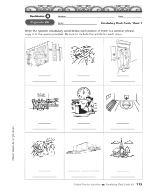 Capitulo 4a Vocabulary Flashcards Sheet 1 Answer Key - Fill Online ...