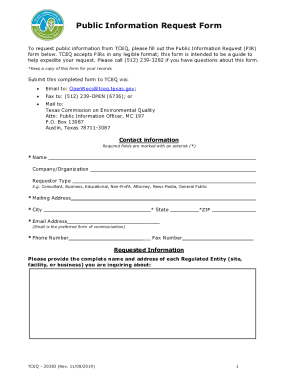 Fillable Online Public Information Request Form. Public Information ...