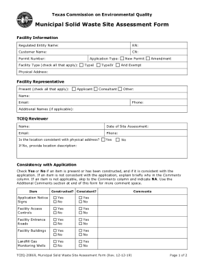 Fillable Online Municipal Solid Waste Site Assessment Form Fax Email ...