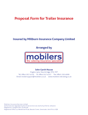 Fillable Online Proposal Form for Trailer Insurance Fax Email Print ...
