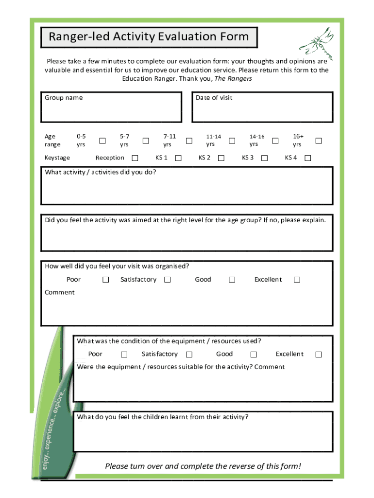 Fillable Online Ranger-led Activity Booking Form Fax Email Print ...