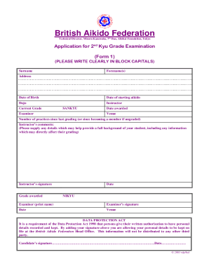 Fillable Online 2 kyu grading form.doc Fax Email Print - pdfFiller