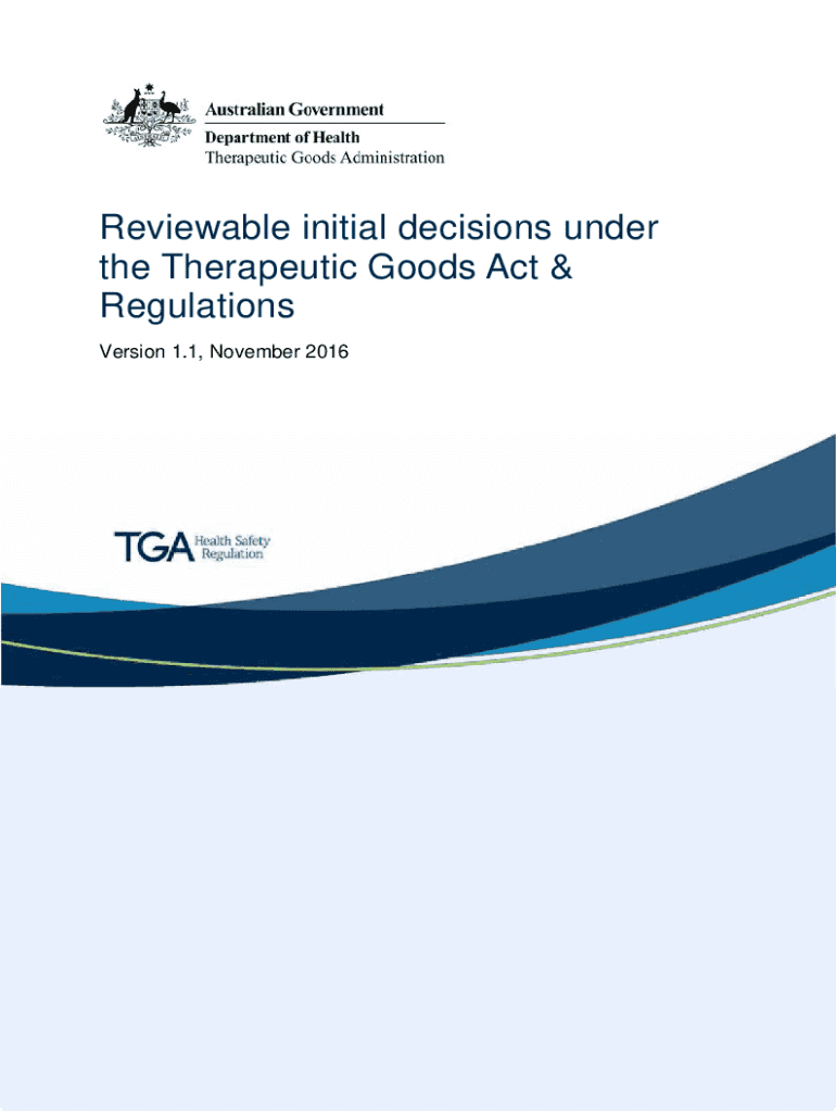Fillable Online Reviewable initial decisions under the Therapeutic ...