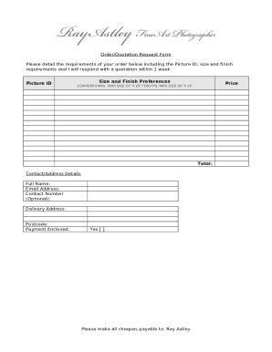 Order/Quotation Request Doc Template | pdfFiller