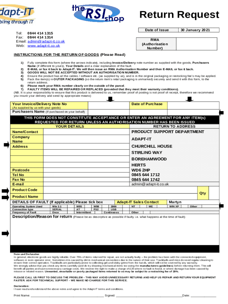 Returns . Returns Doc Template | pdfFiller