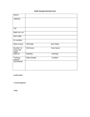 Staff Change Record Doc Template | pdfFiller
