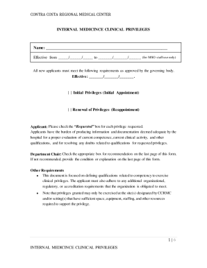 Fillable Online INTERNAL MEDICINCE CLINICAL PRIVILEGES Fax Email Print ...