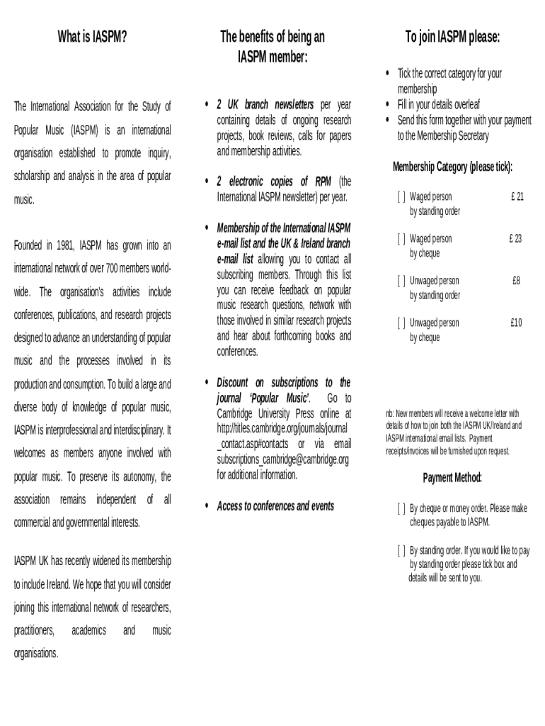What is IASPM Doc Template | pdfFiller