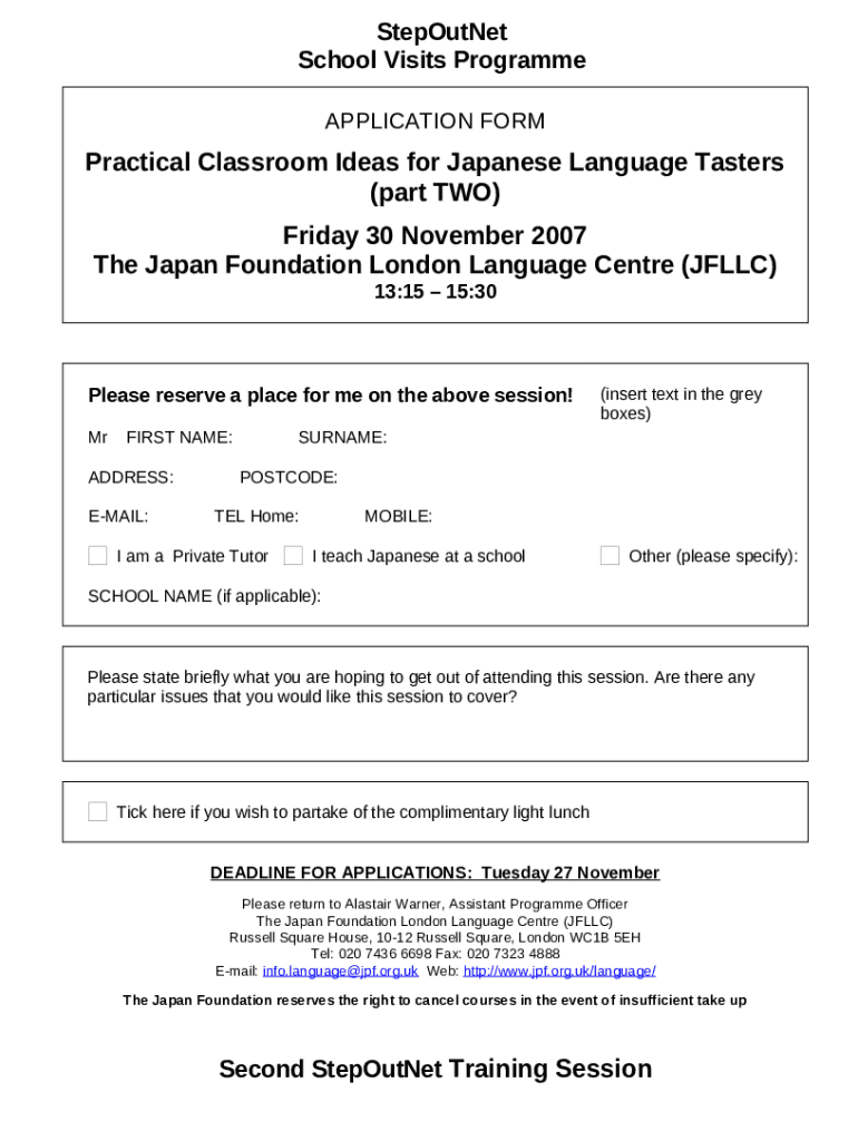 Japanese for Everyday Communication - jpf.org.uk Doc Template | pdfFiller