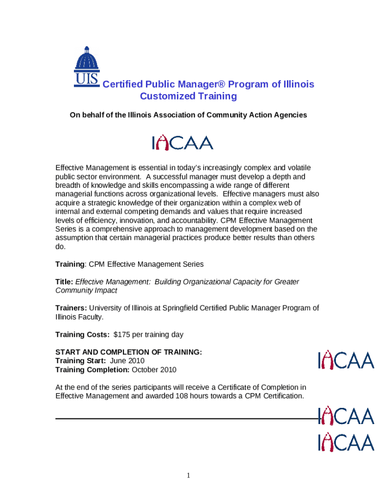 Certified Public Manager Program - Illinois Association of ... Doc ...