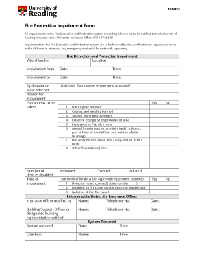 Fillable Online Fire Protection Impairment Form Fax Email Print - pdfFiller