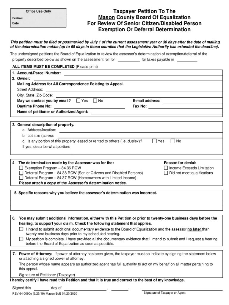 Fillable Online Assessor - Forms, brochuers and handouts - Mason County Fax Email Print - pdfFiller