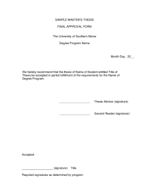 Fillable Online usm maine SAMPLE MASTER'S THESIS FINAL APPROVAL FORM T ...