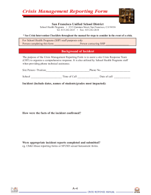 Fillable Online Crisis Management Reporting Form Fax Email Print ...
