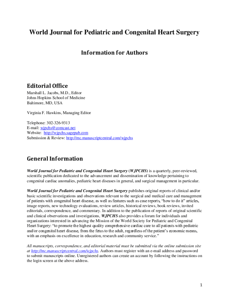 Fillable Online World Journal for Pediatric and Congenital Heart Surgery ... Fax Email Print ...