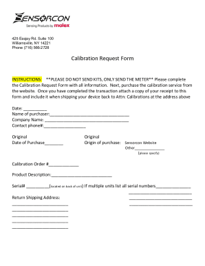 Fillable Online Calibration Request Form - Shopify Fax Email Print ...