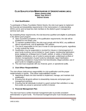 Fillable Online CLUB QUALIFICATION MEMORANDUM OF UNDERSTANDING (MOU ...