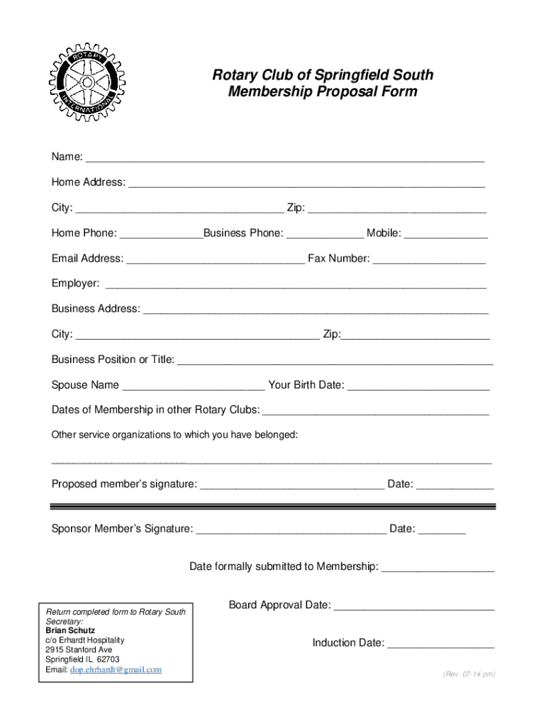 Fillable Online Rotary Membership Application - Microsoft Fax Email Print - pdfFiller