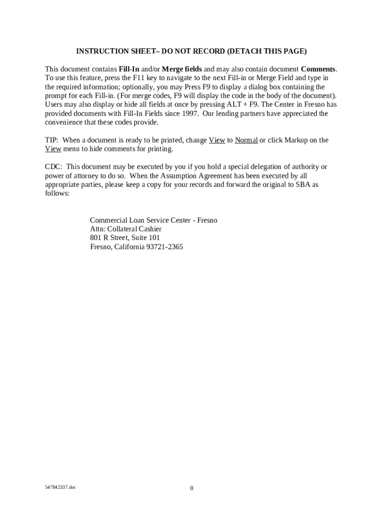 INSTRUCTION SHEET- DO NOT RECORD (DETACH THIS PAGE) Doc Template ...