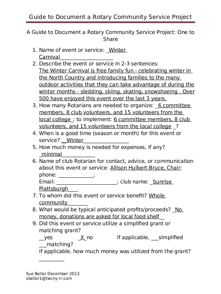 Guide to Document a Rotary Community Service Project Doc Template ...