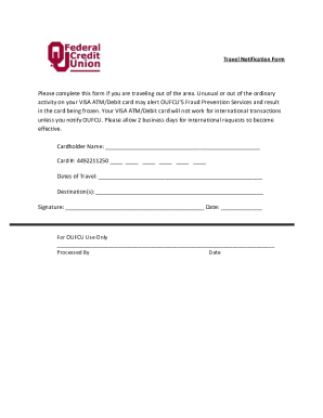 Fillable Online Travel Notification Form 11-13-13 Fax Email Print ...