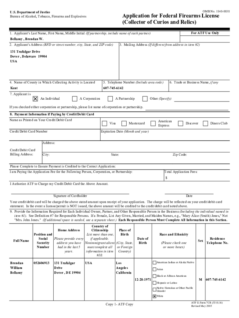 Fillable Online Application for Federal Firearms License - Bureau of ...