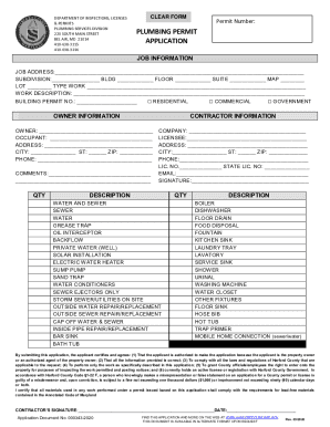 Fillable Online Plumbing Permit Application (PDF) Fax Email Print ...