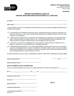 Fillable Online AFFIDAVIT FOR REINSTALLATION OF EXISTING ROOF-MOUNTED SOLAR ... Fax Email Print ...