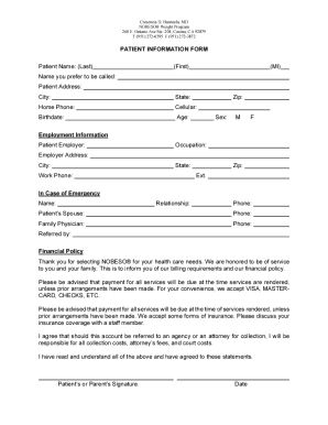Fillable Online 5-Patient Information Form Fax Email Print - pdfFiller