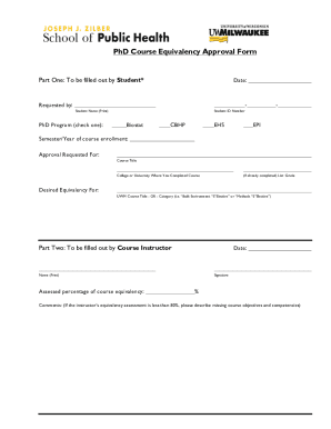 Fillable Online PhD Course Equivalency Approval Form Fax Email Print ...