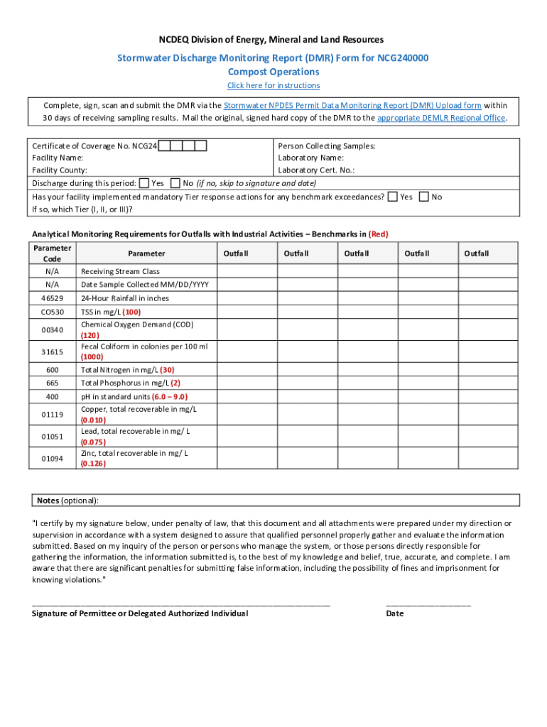 Fillable Online NCDEQ Division of Energy, Mineral and Land Resources ...