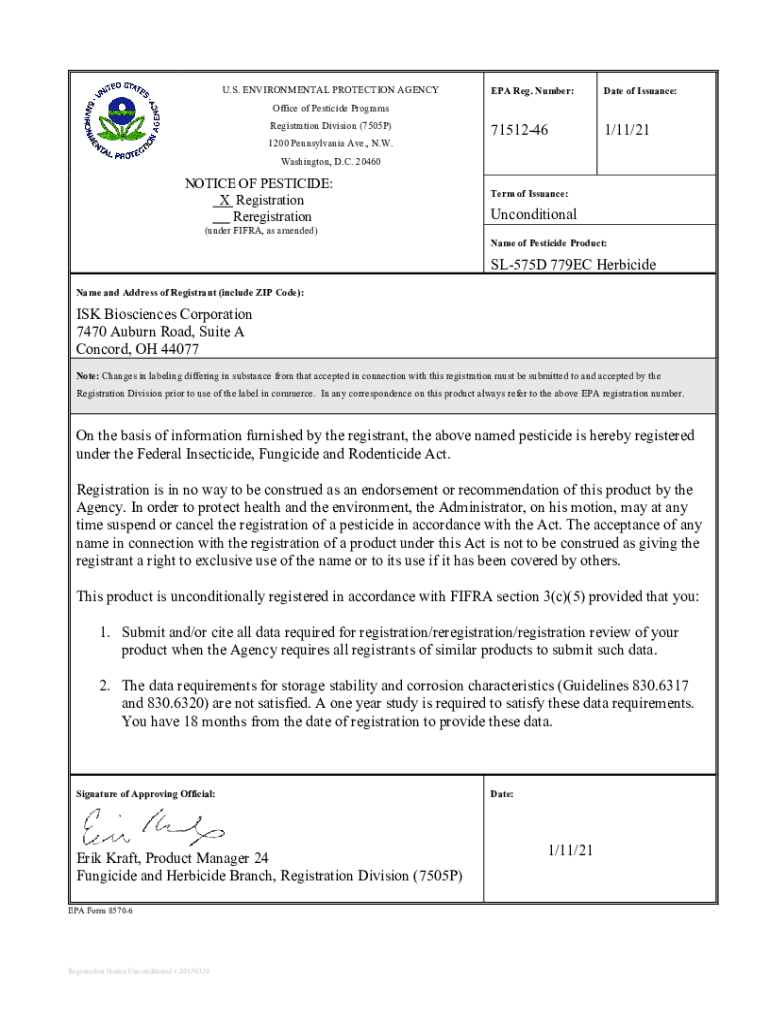 Fillable Online US EPA, Pesticide Product Label, SL-575D 779EC ...