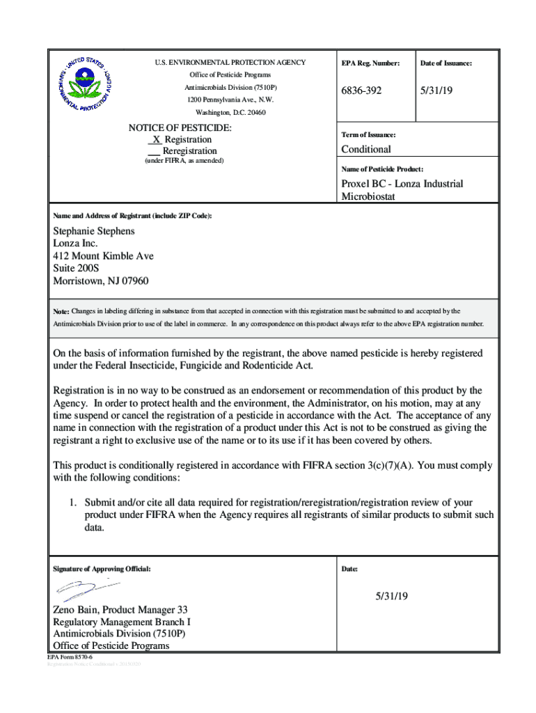 Fillable Online US EPA, Pesticide Product Label, Proxel BC- Lonza ...