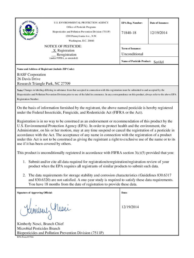 Fillable Online US EPA, Pesticide Product Label, Serifel,12/19/2014 ...