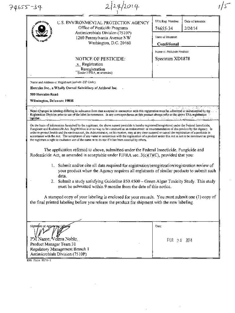 Fillable Online US EPA, Pesticide Product Label, SPECTRUM XD1878, 02/24 ...