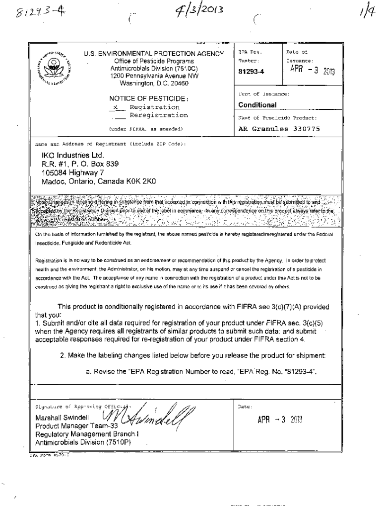 Fillable Online US EPA, Pesticide Product Label, AR GRANULES 330775 ...