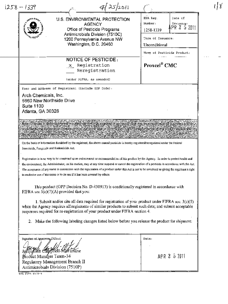 Fillable Online . EPA Reg: Date of Issuance: Number: Term of Issuance ...