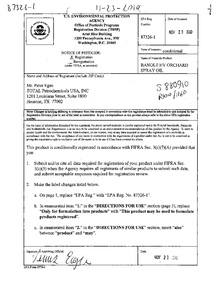 Fillable Online U.S. EPA, Pesticides, Label, BANOLE HV, 11/23/2010 ...