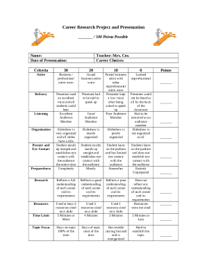 Career Research Project and Presentation Doc Template | pdfFiller