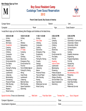 Fillable Online CTSR Merit Badge Sign-up Form - 2012 Fax Email Print ...