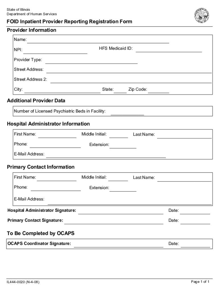Fillable Online Department of Human Services FOID Inpatient Provider ...