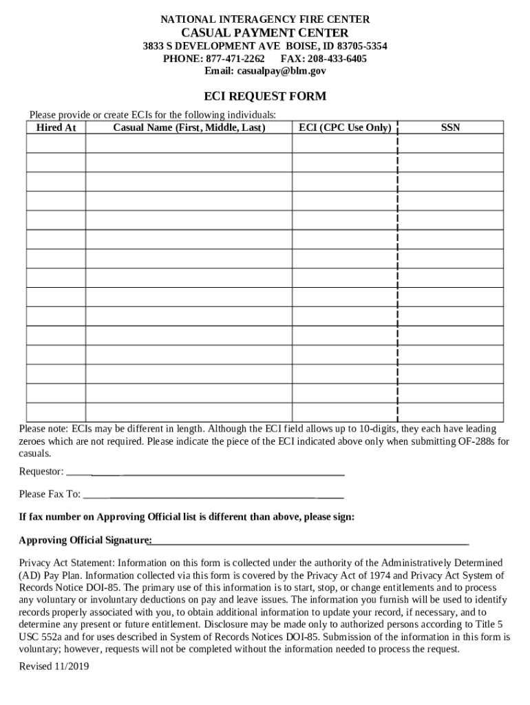 ECI Request . An accessible for agencies to request ECI's for their AD ...