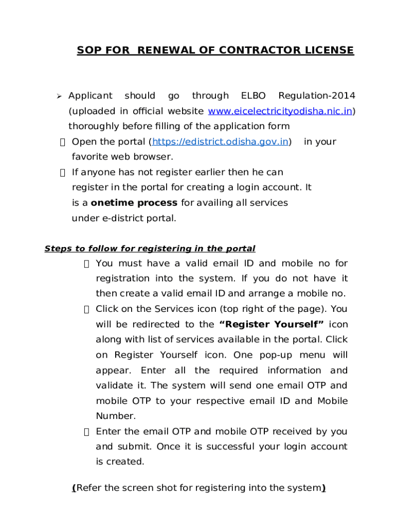 SOP FORRENEWAL OF CONTRACTOR LICENSE Doc Template | pdfFiller