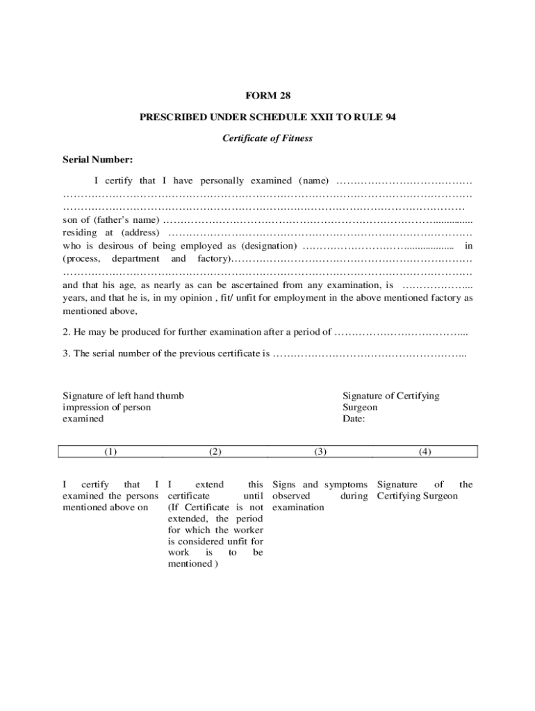 Fillable Online FORM NO. 5 PRESCRIBED UNDER RULE 14 Certificate of ...