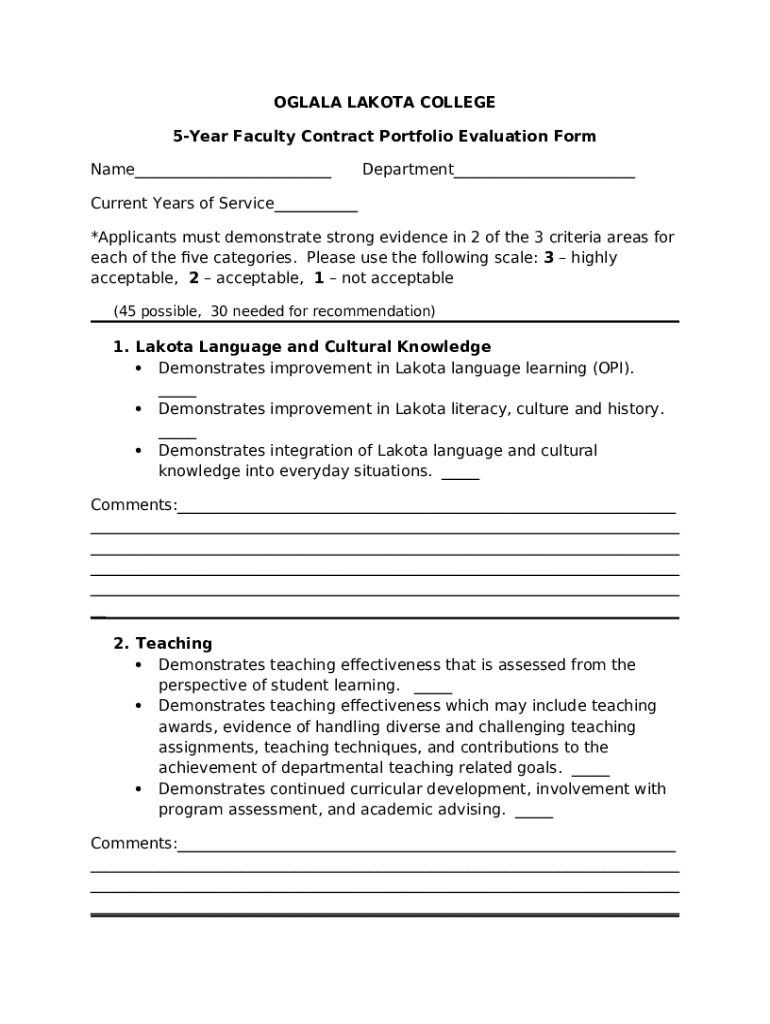 5-Year Faculty Contract Portfolio Evaluation Doc Template | pdfFiller