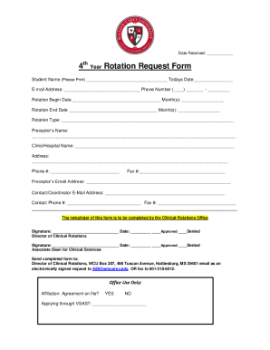 Fillable Online 4th Year Rotation Request Form Fax Email Print - pdfFiller