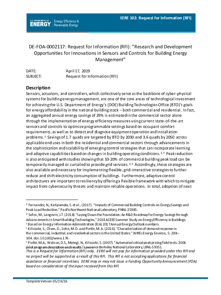 Fillable Online DE-FOA-0002117: Request for Information (RFI): Research ...