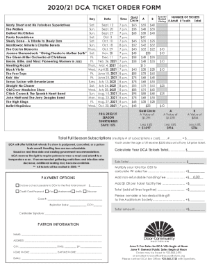 Fillable Online 2020/21 DCA TICKET ORDER FORM Fax Email Print - pdfFiller
