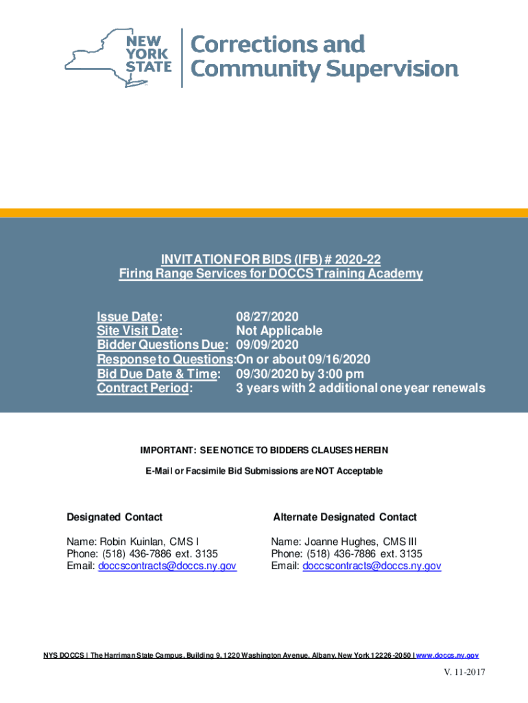 Fillable Online doccs ny Firing Range Services for DOCCS Training ...