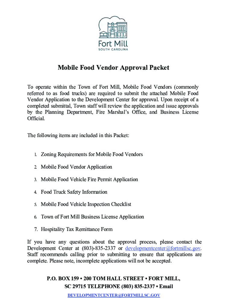 Fillable Online Mobile Food Vendor Approval Packet Fax Email Print ...